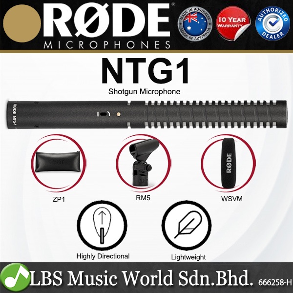 Rode NTG1 Directional Condenser Shotgun Mic Supercardioid Microphone ...