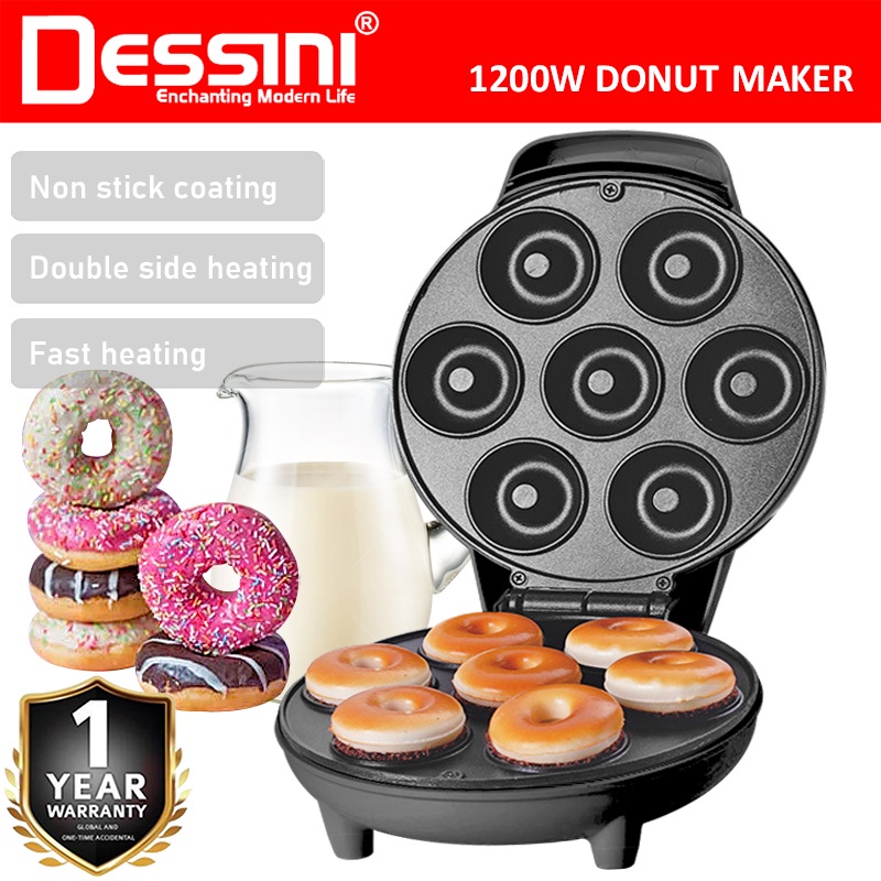 DESSINI ITALY Double Sided Electric Donut Maker Doughnut Cake Waffle ...