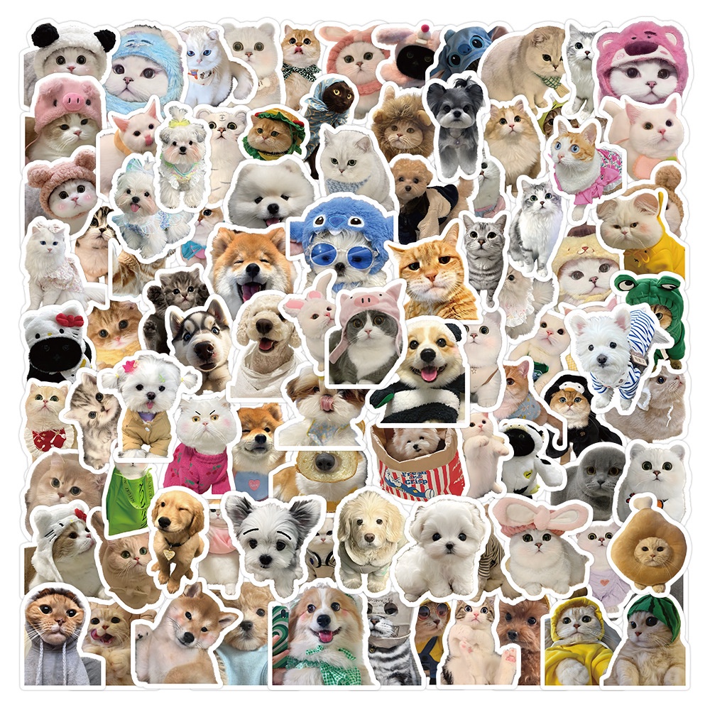 200/100PCS Funny Cute Pets Puppy Kitten Stickers For Luggage Phone Case ...