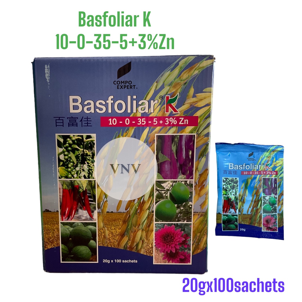 (1kotak=100sachect x 20gm)Baja larutan air/foliar Basfoliar K 百富佳 10- 0 ...