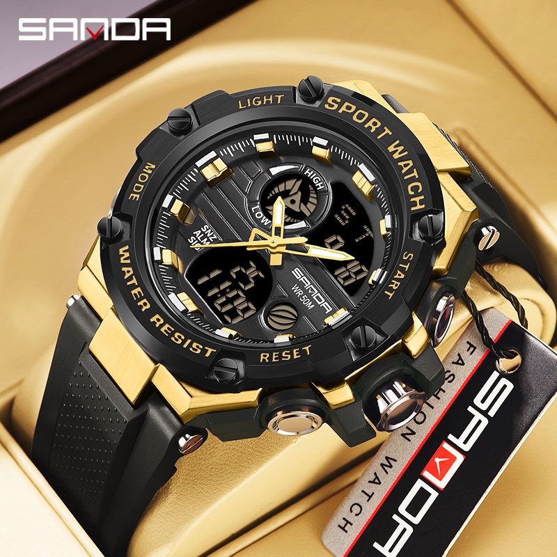 Sanda Military Luxury Men's Charm Quartz Waterproof Fall Arrest Sports ...