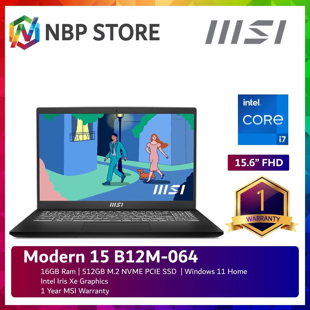 MSI Modern 15 B12M-064 15.6" FHD Laptop Classic Black | Shopee Malaysia