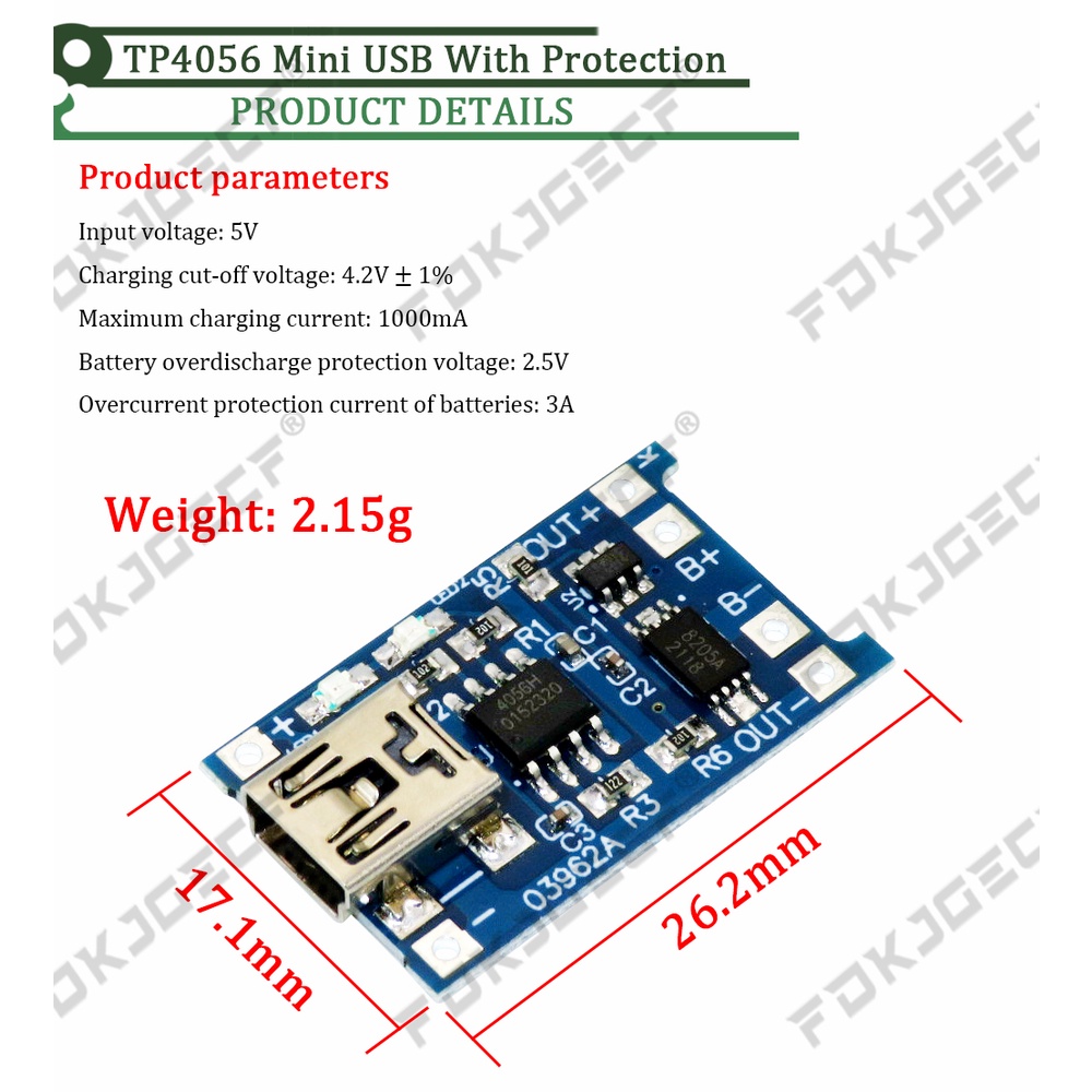 Mini Micro Type-c USB 5V 1A 18650 TP4056 Lithium Battery Charger Module ...