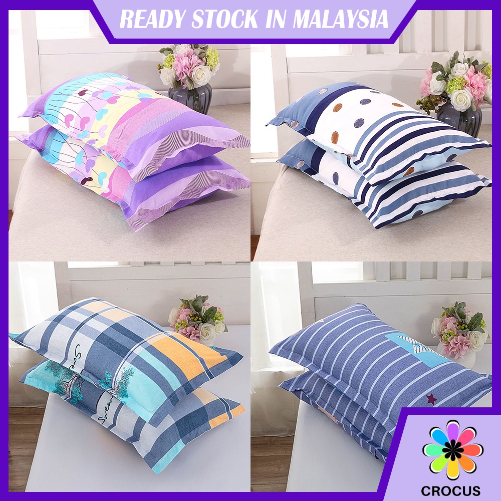 CROCUS_Premium Cotton 100% Sarung Bantal Tidur Cadar Bedsheet ...