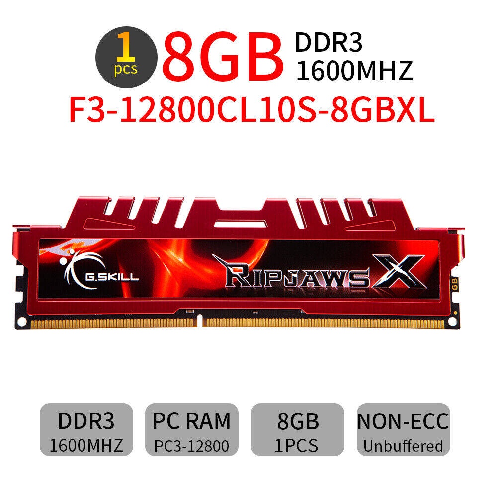 G.SKILL Ripjaws X 8GB DDR3 1600MHz PC3-12800U F3-12800CL10S-8GBXL ...
