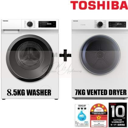 Toshiba Front Load Washer Washing Machine (8.5kg) TW-BH95S2M + Tumble ...