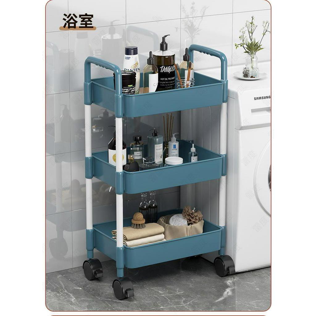 Theone 3 Tier Storage Rack Bookshelf Small Trolley Movable Multi Layer
