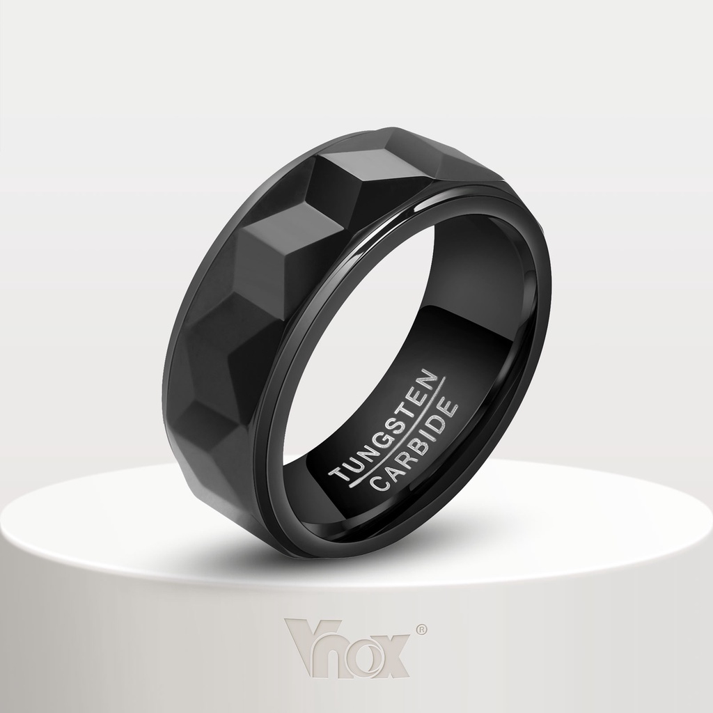 VNox Fashion Tungsten Alloy Men's Ring, Black Metal 8MM Men's Wedding ... VNox Fashion Tungsten Alloy Men's Ring, Black Metal 8MM Men's Wedding ...