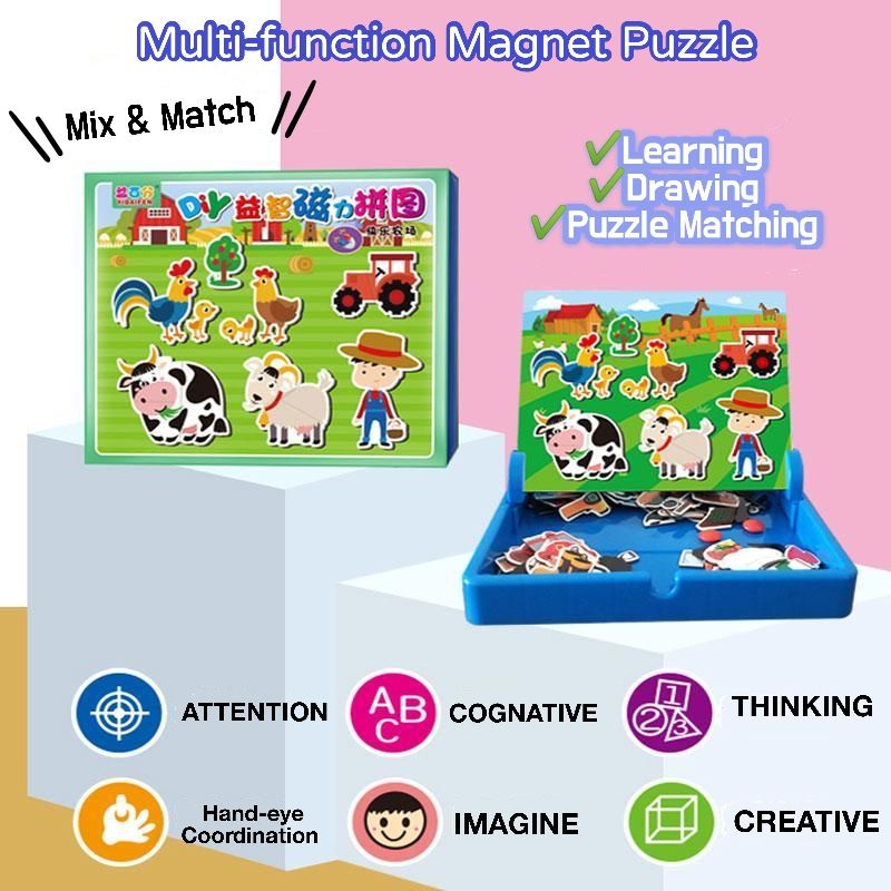 Magnetic Puzzle Game Box Jigsaw For Kids Early Learning Educational ...