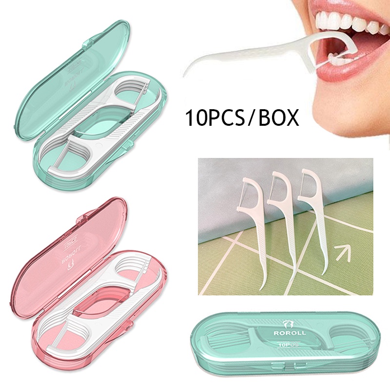 10PCS Floss Box Stick Dental Storage Oral Care Portable Mini Sanitary ...