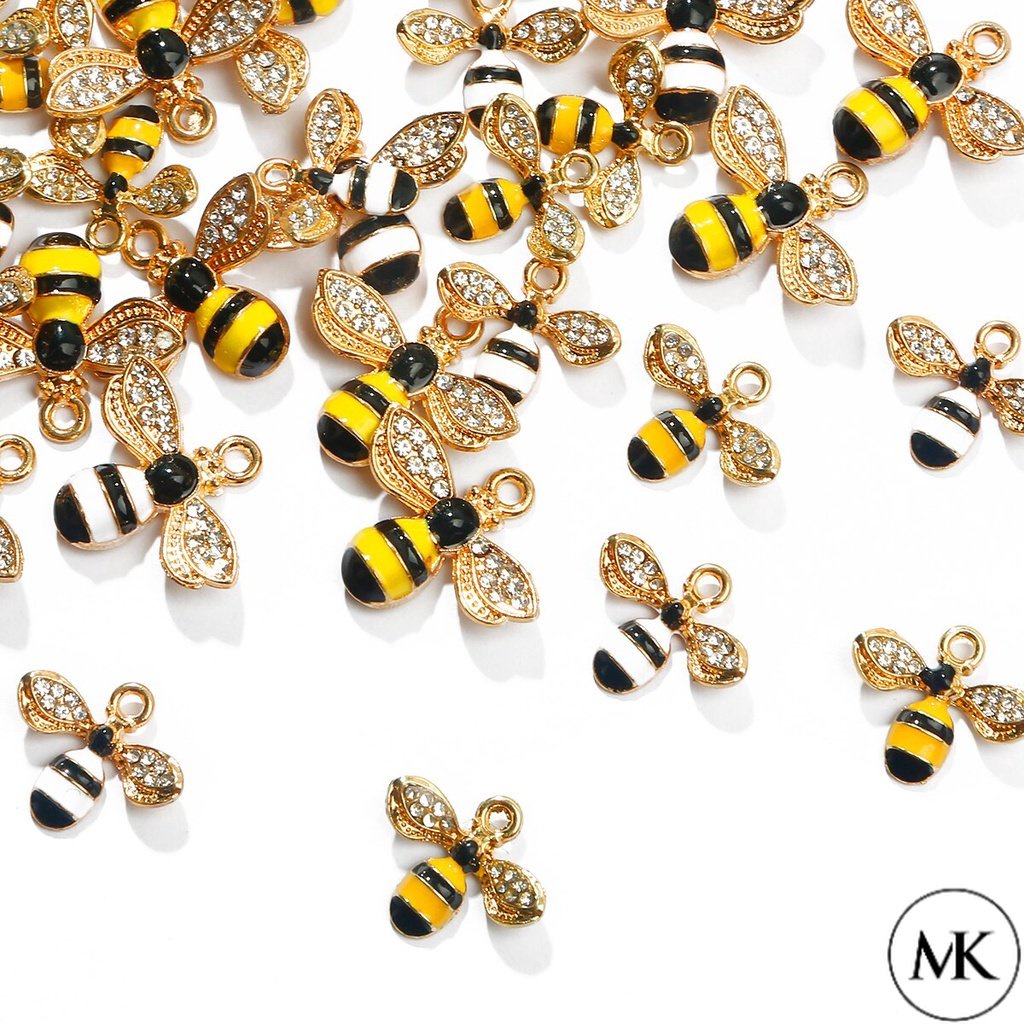 MK 2pcs Enamel Bee Charm for Jewelry Making Cute Earring Pendant ...