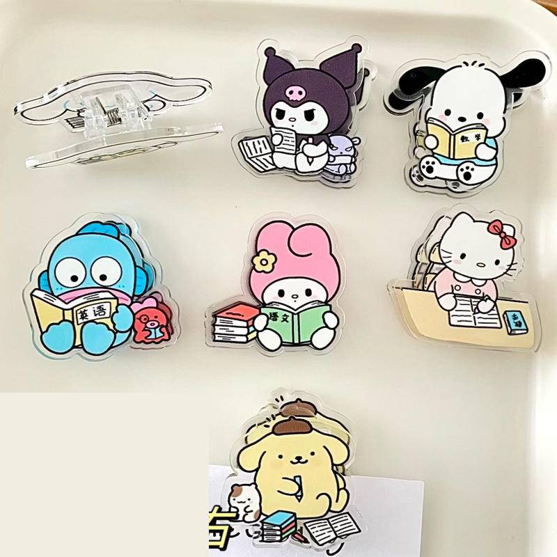 Anime Sanrio Kawaii Cartoon Acrylic Paper Clip Decorative Bookmark ...