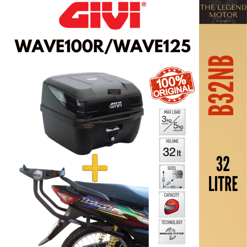 WAVE 100 WAVE100 EX5 CLASS CLASS1 GIVI HRV HEAVY DUTY MONORACK MONO RACK J KOTAK TAPAK TOP BOX ...