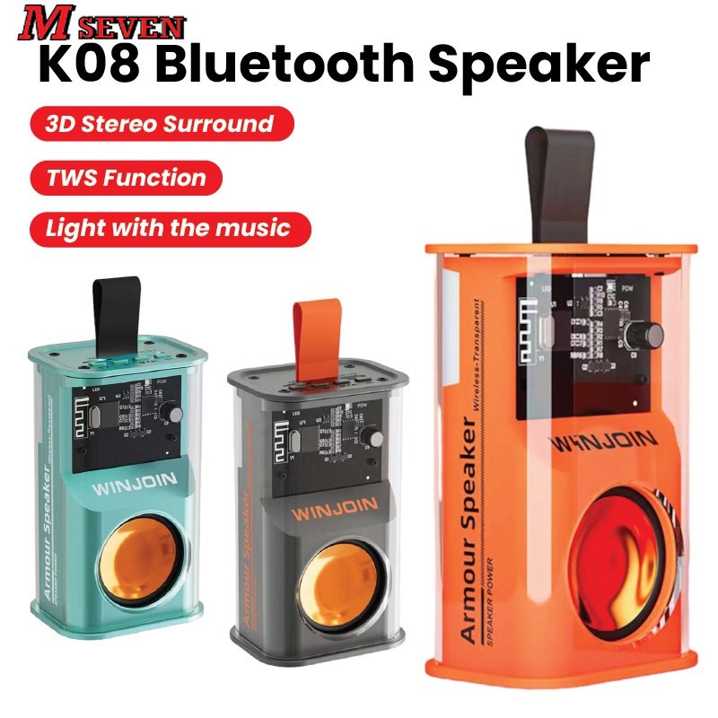 K08 Bluetooth Speaker Transparent Mech Audio TWS Two-Machine interconnection Rhythm Breathing ...