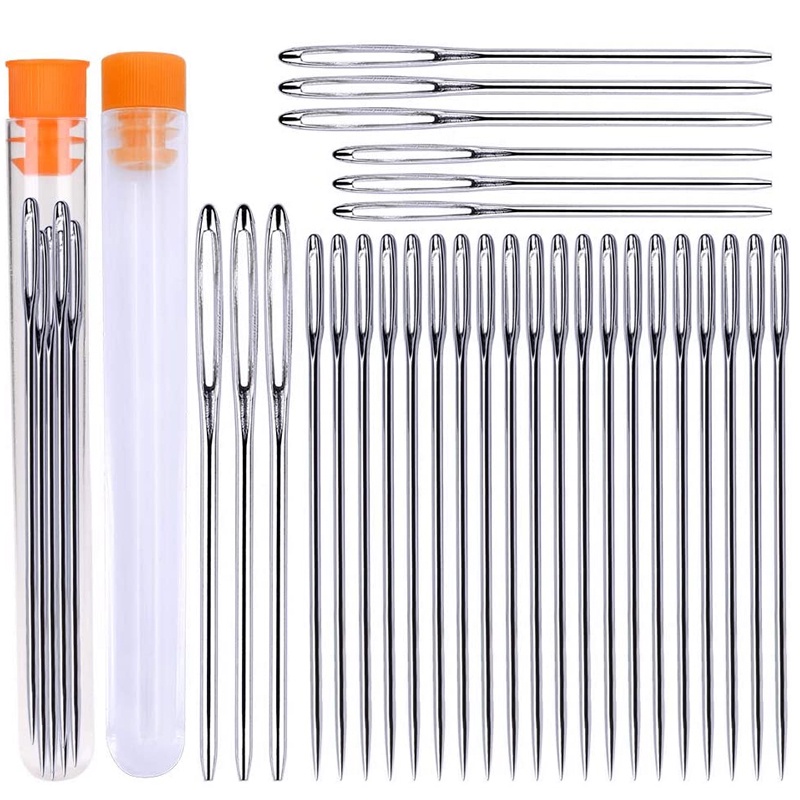 9/12/15Pcs Silver Large-eye Blunt Needles Steel Yarn Knitting Needles ...
