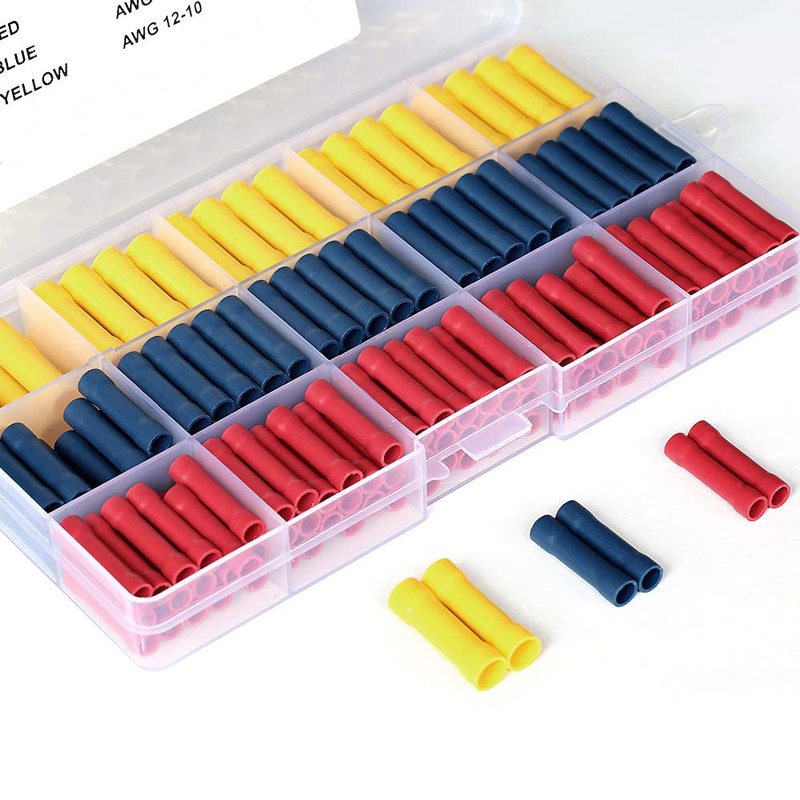 200pcs Straight Butt Wire Terminal Splice Crimp Insulated Copper Cold ...