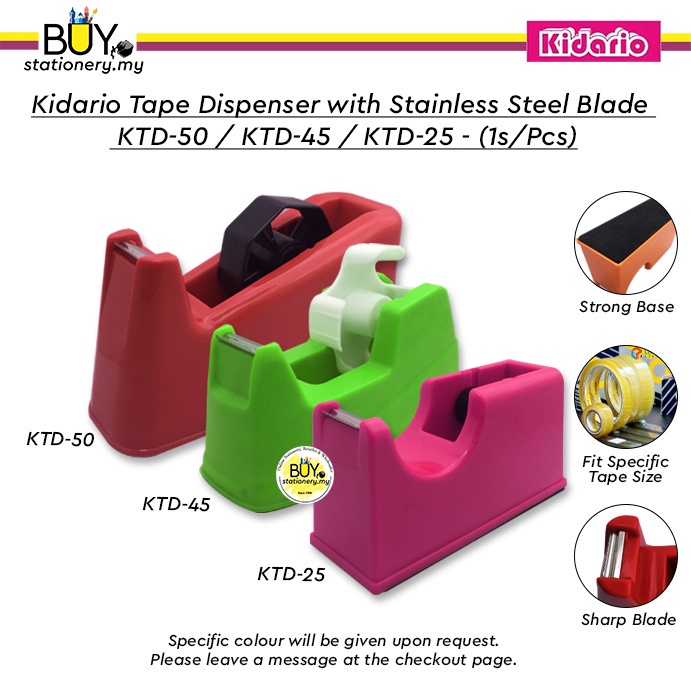 Kidario Tape Dispenser with Stainless Steel Blade KTD-25 / KTD-45 / KTD ...