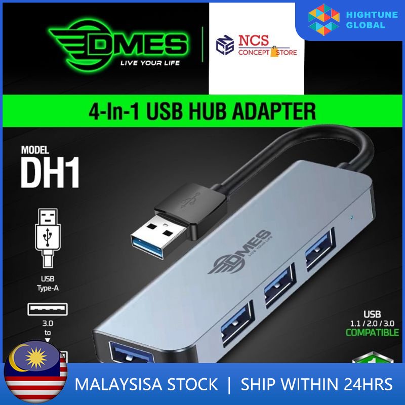 DMES DH1 USB 4 in 1 Multi Function USB Hub Adapter with Expansion Port USB 3.0 x4 / Current 3A ...