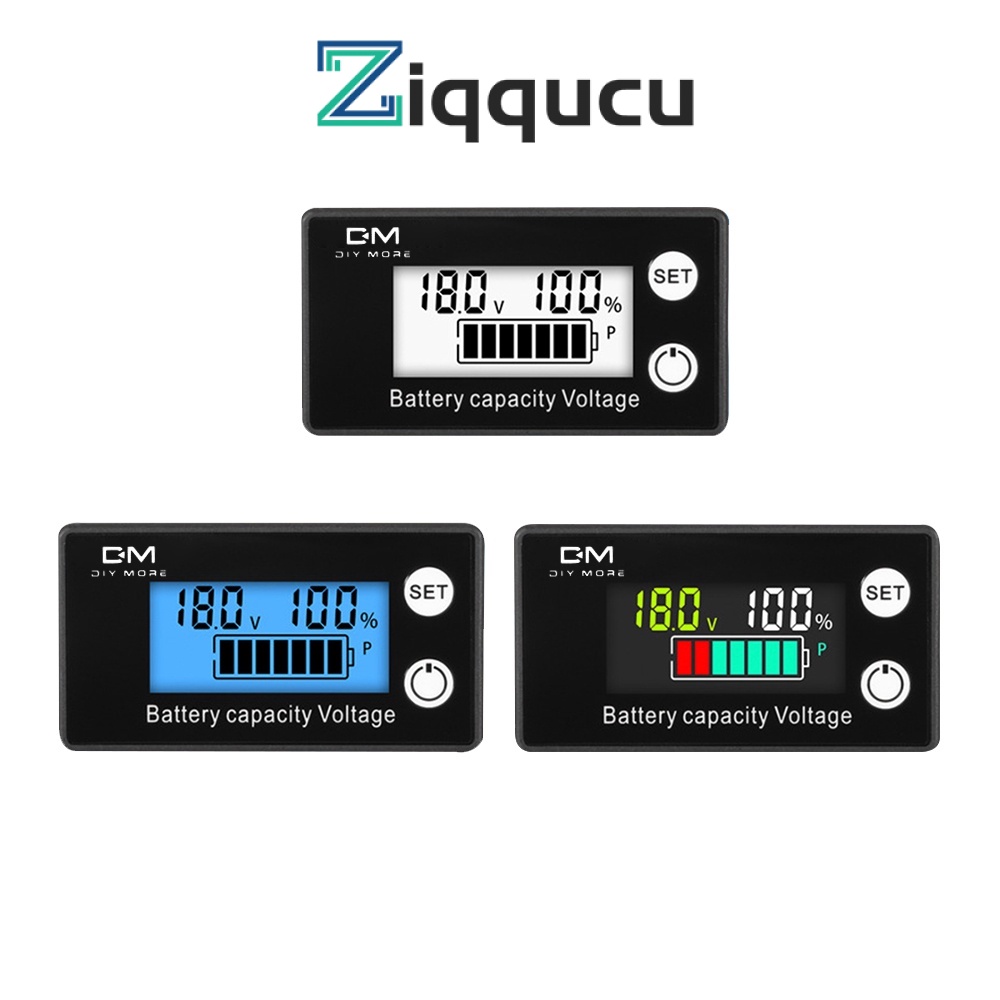 ZIQQUCU DM Battery Capacity Monitor 8 to 100v Battery Meter 12v 24v 48v ...