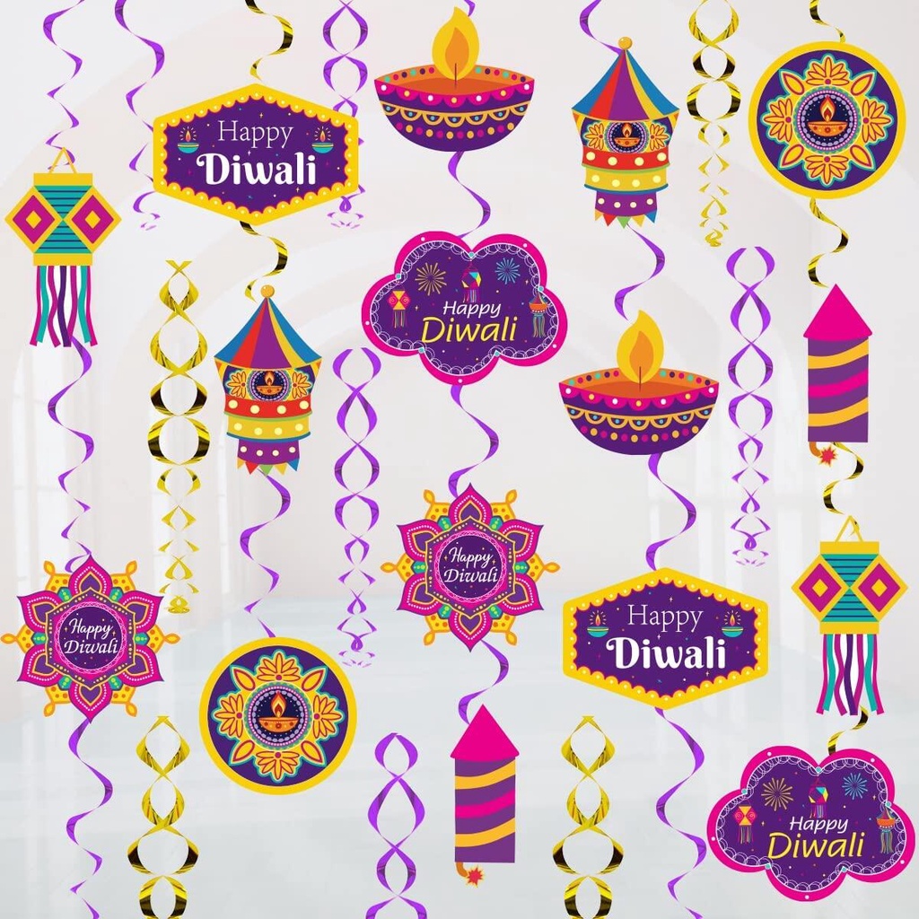 JOLLYBOOM Happy Diwali Hanging Swirls Diwali Hanging Decorations for ...