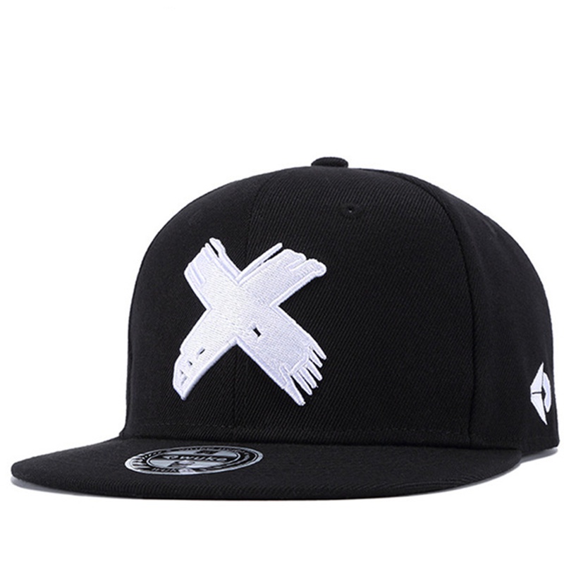Letter Embroidered X Hip Hop Baseball Cap Adjustable Ladies Flat Top ...
