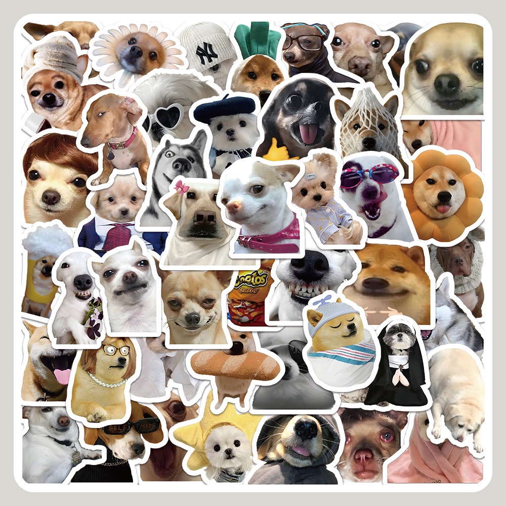 60PCS Cute Dogs MEME Whimsical Stickers For Luggage Phone Case Laptop ...