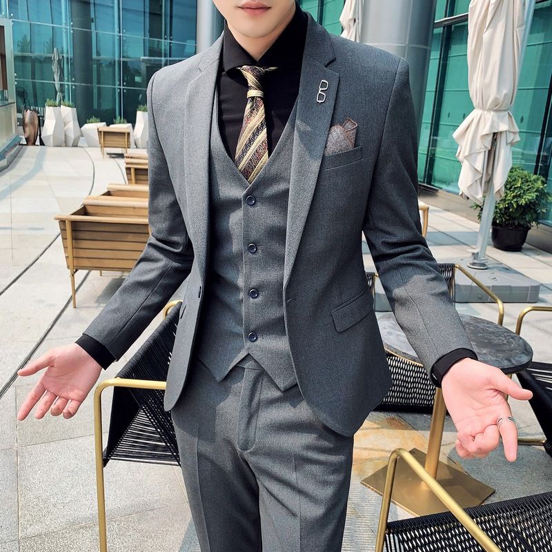 Suit Men Suit Three-Piece Suit Men's Small Suit Slim-fit Wedding Groom ...