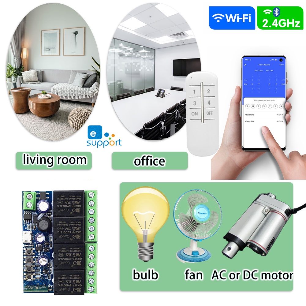 EWeLink WIFI Smart Module Switch DC 12V 24V 48V 4 Channel Relay ...