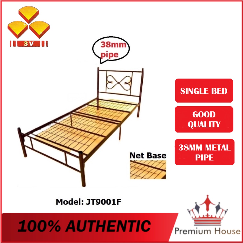 3V Single Metal Bed Frame Super Base Heavy Duty JT9001F / Katil Bujang ...