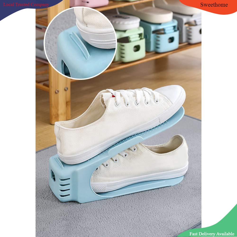 Shoe Organizer Adjustable Shoe Stacker Double Deck Storage Rack Holder ...
