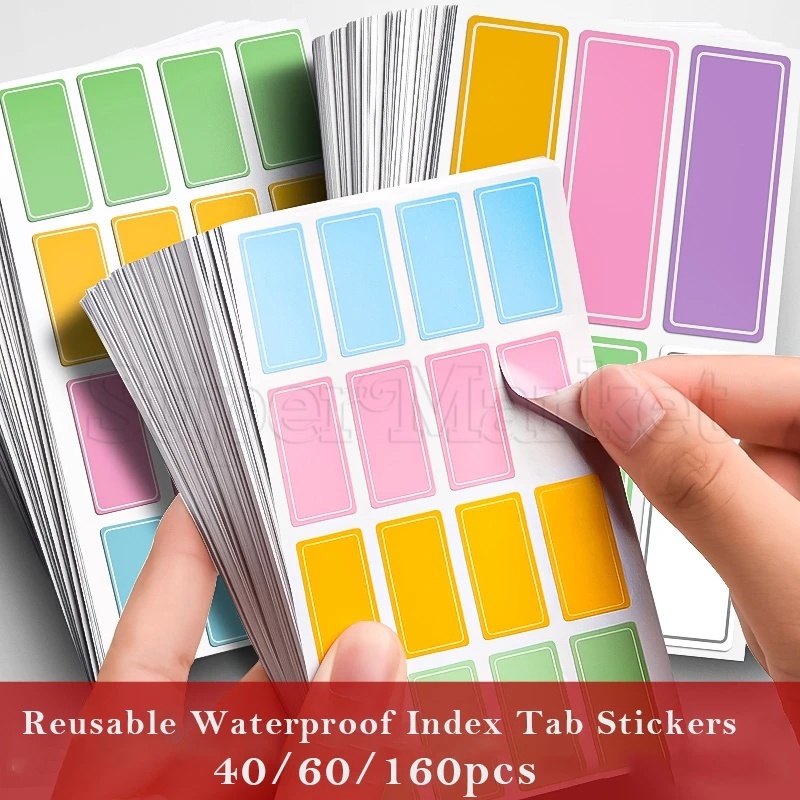 40/60/160pcs Index Tab Stickers Candy Color Classfication Label Marks ...