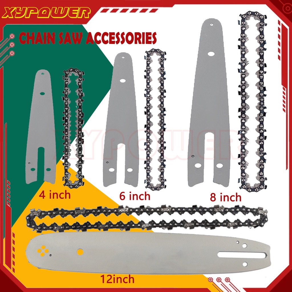 【24H Shipping】4"/ 6" / 8" /10‘’/12" Chainsaw Chain and Guides bar for ...