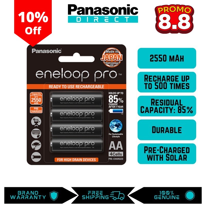 Panasonic Eneloop Pro Aa Size 4pcs Pack Bk 3hcce 4bt Ec Rechargeable