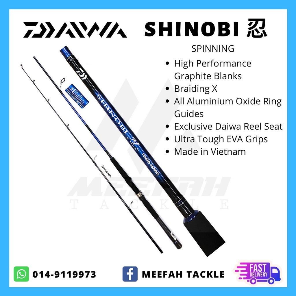Daiwa Shinobi 忍 INCLUDE PVC Pipe Spinning Fishing Rod Joran Pancing ...
