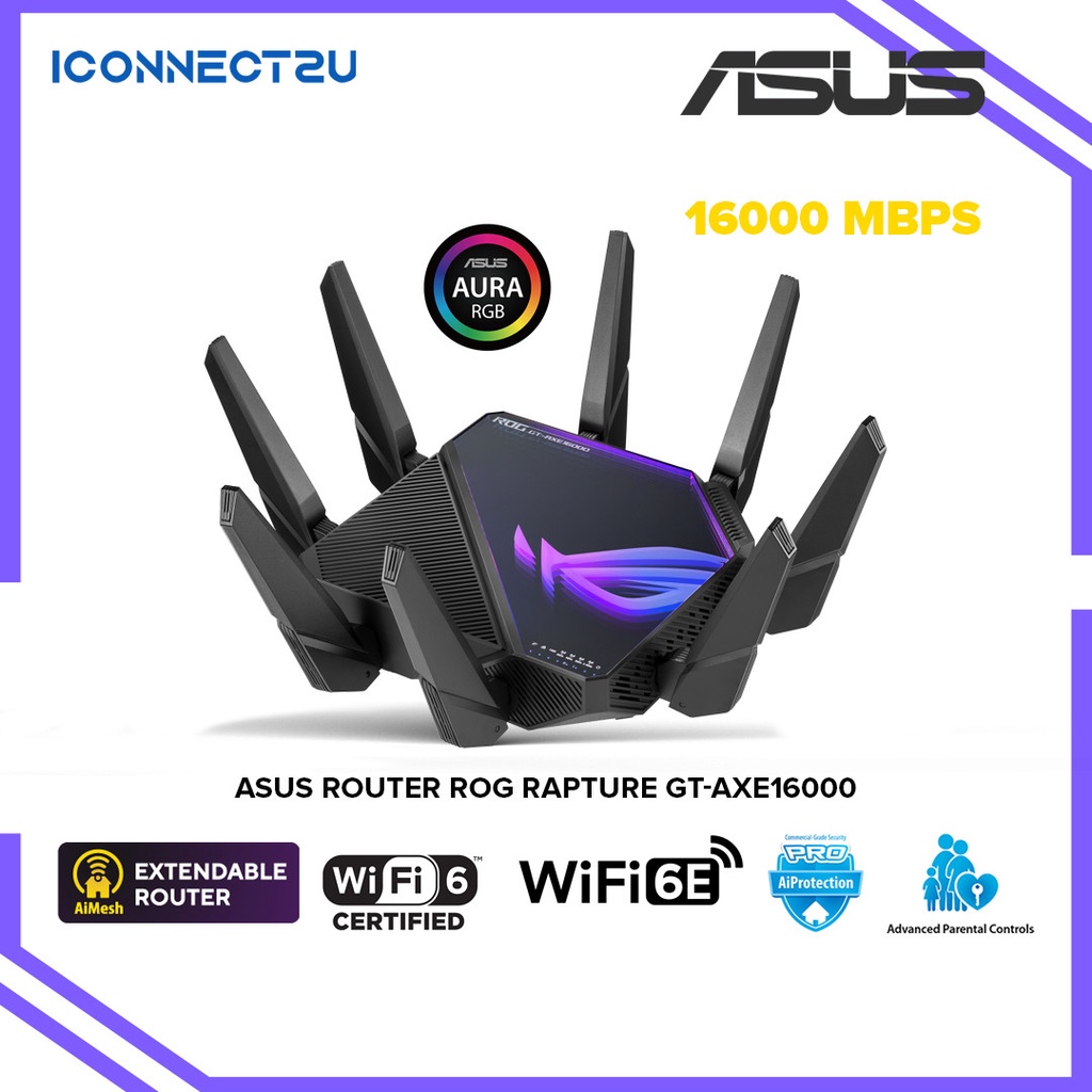 Asus ROG Rapture GT-AXE16000 Quad-band WiFi 6E Gaming Router | Shopee ...