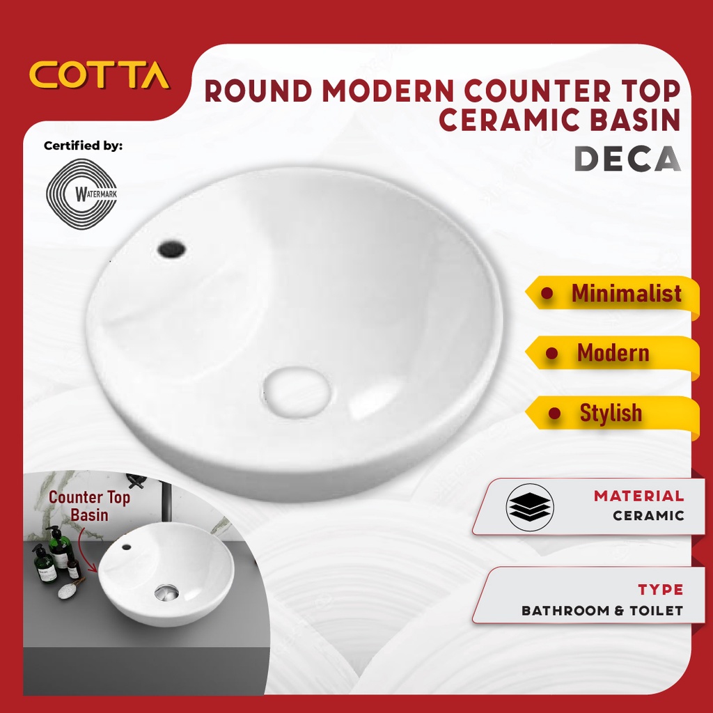 COTTA Deca Basin Wash Basin Ceramic Basin Sink Toilet Sink Bathroom ...