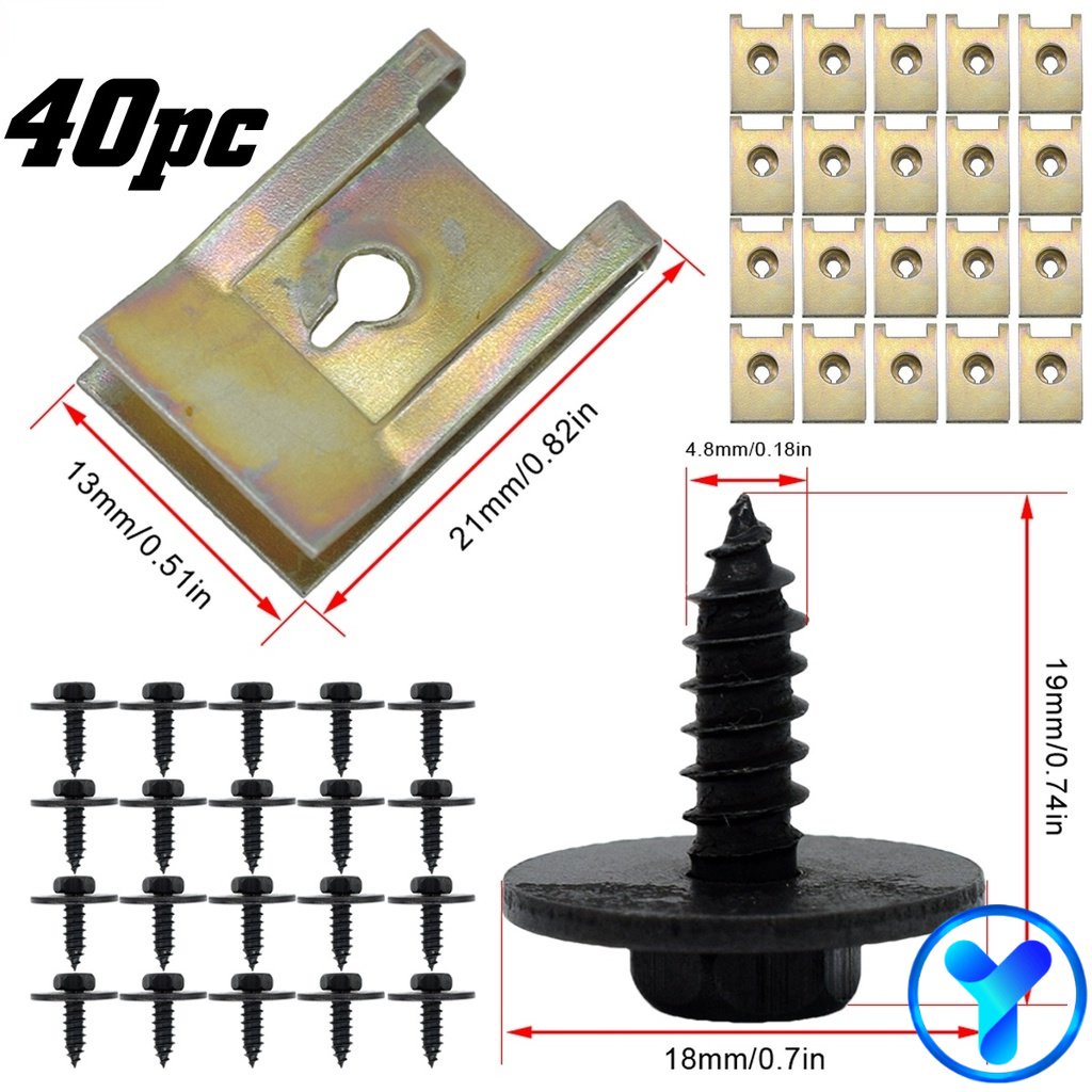 YAP 40pcs Self Tapping Tapper Screw Washer U Nut Hex 4.8x19x18mm Screws ...