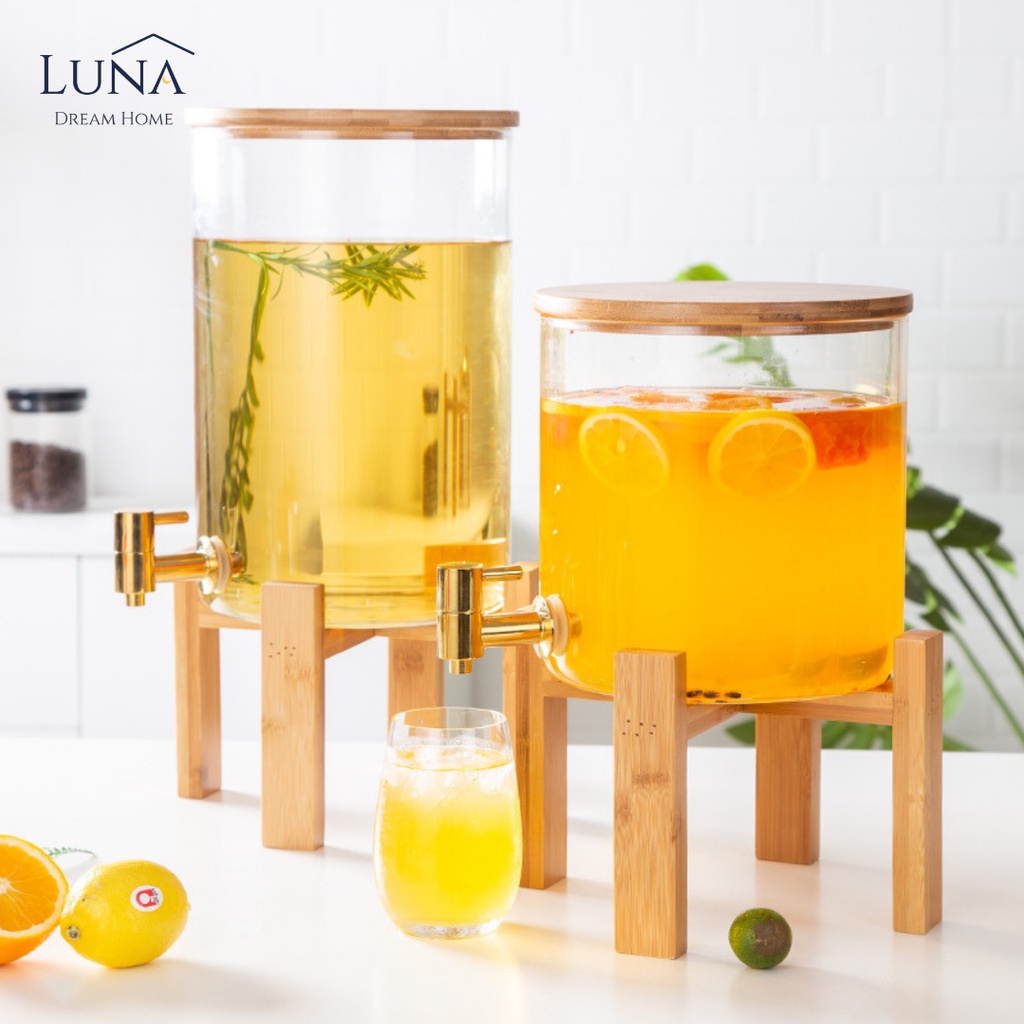 LUNA [Ins Refreshment Dispenser] Raya Air Glass Water Wooden Stand ...