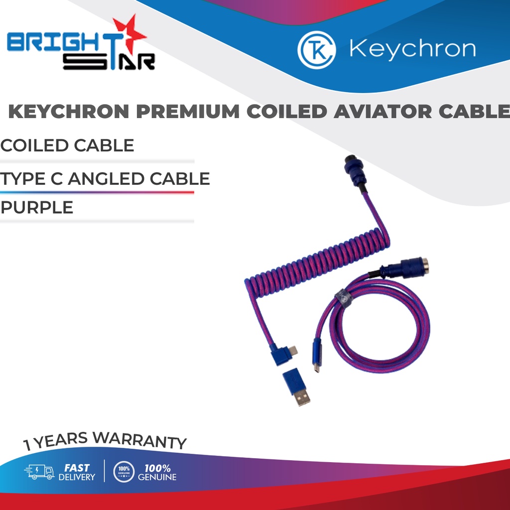KEYCHRON PREMIUM TYPE C ANGLED COILED AVIATOR CABLE | Shopee Malaysia