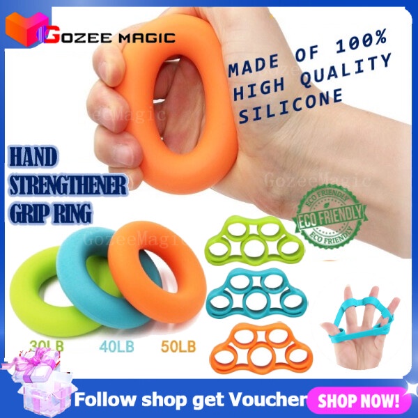 Silicone Hand Finger Grip Rubber Ring Wrist Exerciser Strengthener ...