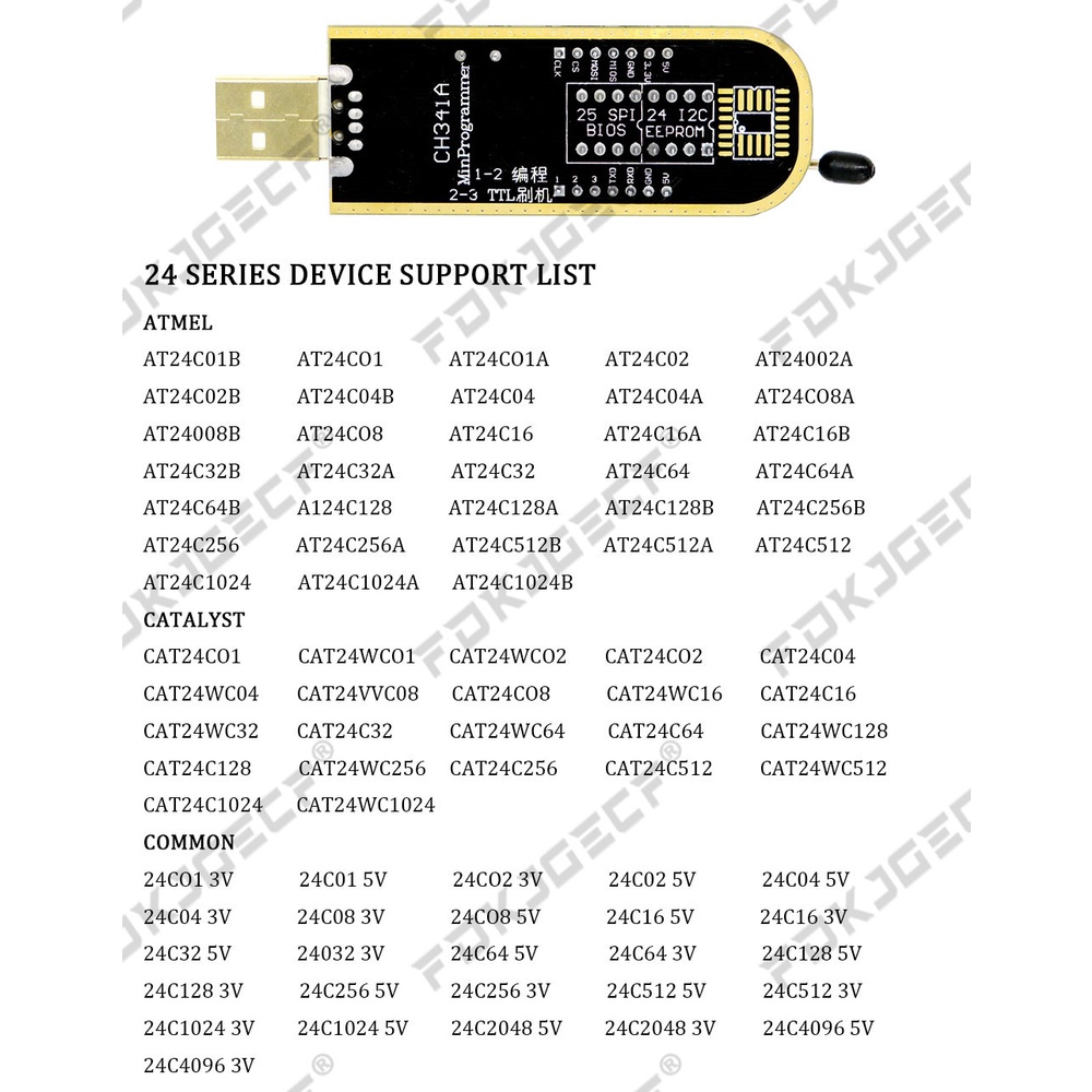 CH341A CH341 24 25 Series EEPROM Flash BIOS USB Programmer with ...