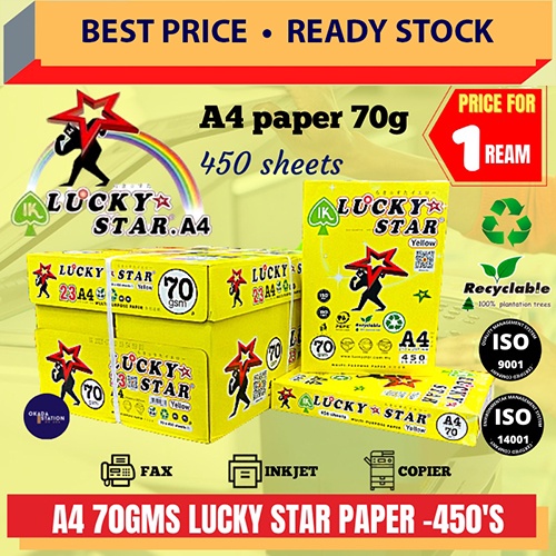 A4 70GMS LUCKY STAR PHOTOSTAT PAPER -450'S / Kertas A4 / Printing Paper ...