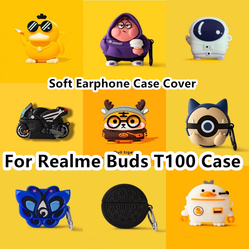 【High quality】For Realme Buds T100 Case Cool Tide Cartoon for Realme ...