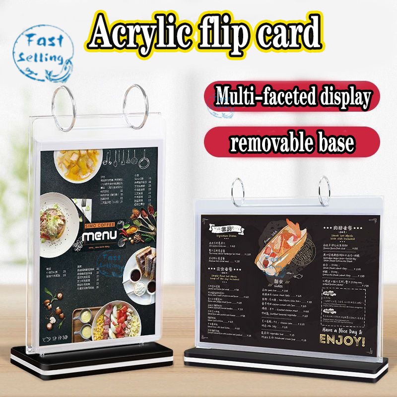 A4 Flip Table Card Restaurant Price Tag Menu Loose-Leaf Sign Standing ...
