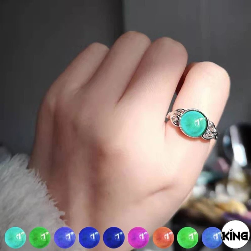 KI Retro Temperature Emotion Control Color Change Ring/Woman Couple ...