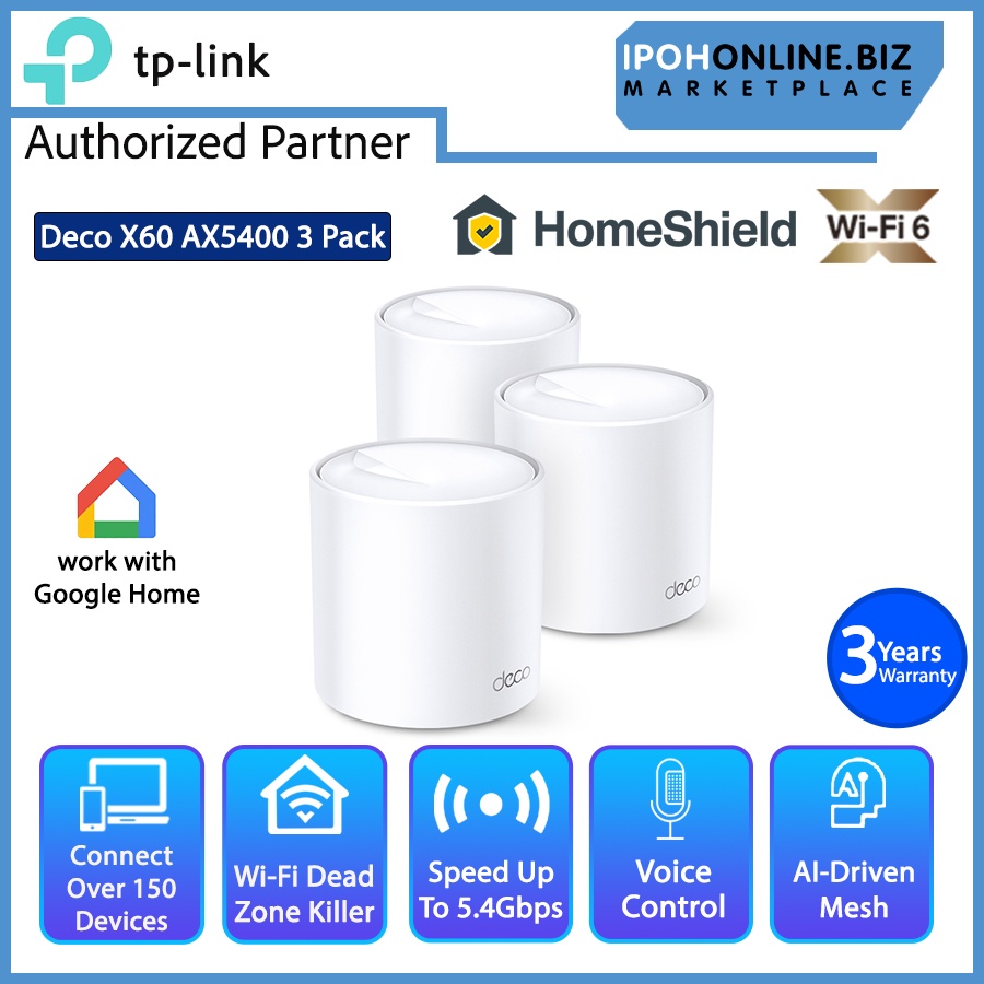 TP-Link Deco X60 AX5400 Whole Home Superior Mesh Wi-Fi 6 System 800Mbps to 1Gbps Plan 4 to 7 ...