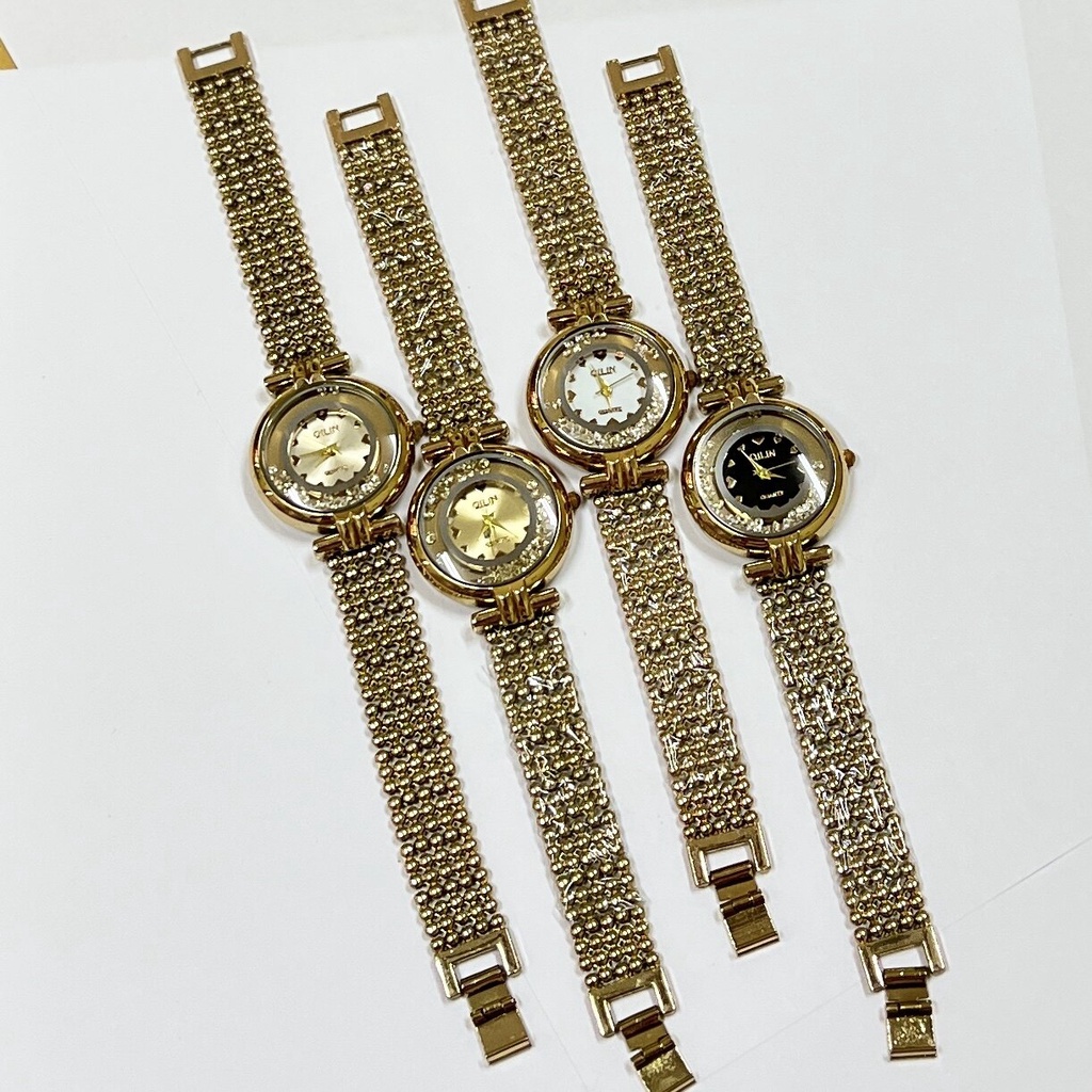 Fashion Ladies watch Diamond cristal gold watch steel Chain fashion ...