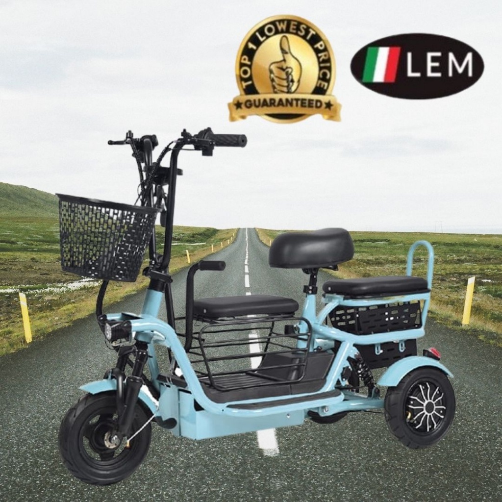 ★LEM★Tricycle Electric Bike Folding Parent And Kids With Pets Light ...