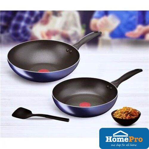 TEFAL CLEAR COOK 3-PCS SET B266S3 TITANIUM NON-STICK DEEP FRY WOK PAN ...