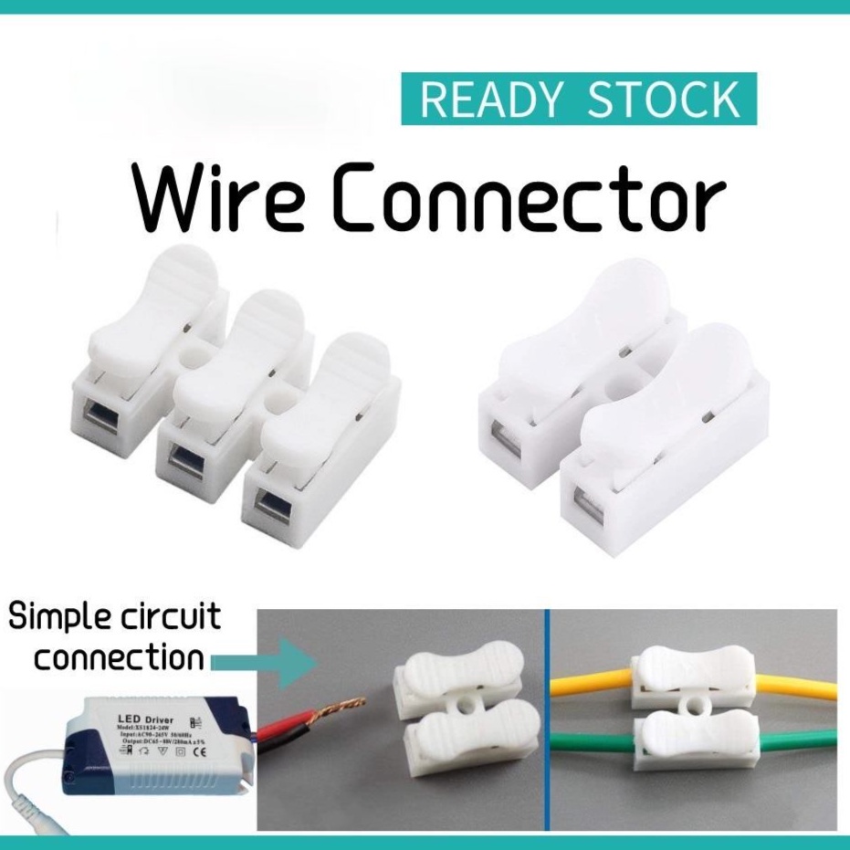 [10pcs] 2Pin 3Pin Fast Wire Connector Clip Electrical Cable Terminal ...